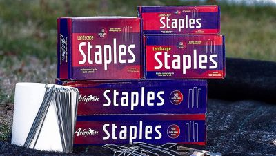 Ashman 6 in. 11-Gauge Galvanized Sod Staples Garden Stakes, Rust ...