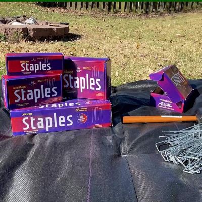 Ashman 6 in. 11-Gauge Galvanized Sod Staples Garden Stakes, Rust ...