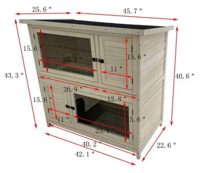 Zylina 2-Story Indoor/Outdoor Modern High Rise Rabbit Hutch, 53 in. x ...
