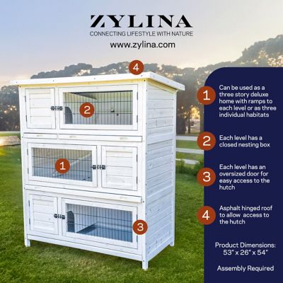 Zylina 3-Story Indoor/Outdoor Modern High Rise Rabbit Hutch, 53 in. x ...