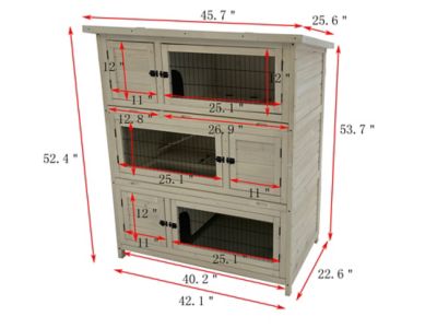 Zylina 3-Story Indoor/Outdoor Modern High Rise Rabbit Hutch, 53 in. x ...