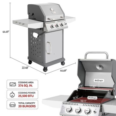 Royal Gourmet 3-Burner Propane Gas Stainless Steel Grill with Side ...