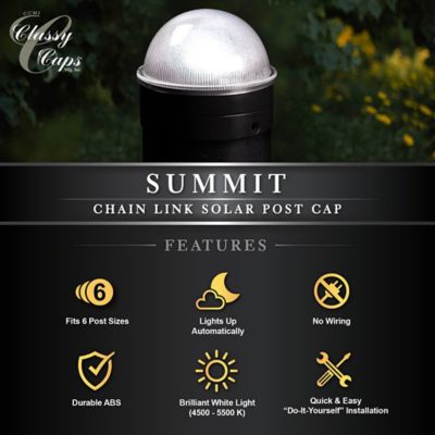 Classy Caps 5-Lumen Chainlink Summit Solar Post Cap, CH2233B at Tractor ...