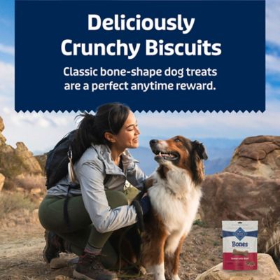 Blue Buffalo Beef Flavor Natural Crunchy Bones Dog Treats, Large Dog ...