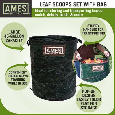 Ames Leaf Collecting Tool Set with Garden Claws and Collapsible Garden ...
