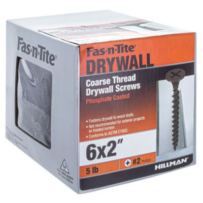 Hillman #6 x 2 in. Fas-N-Tite Coarse Thread Drywall Screws, 830-Pack at ...