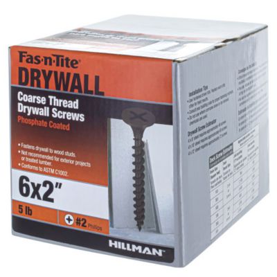 Hillman #6 x 2 in. Fas-N-Tite Coarse Thread Drywall Screws, 830-Pack at ...