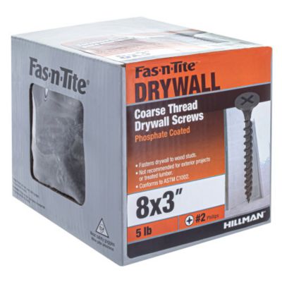 Hillman #8 x 3 in. Fas-N-Tite Coarse Thread Drywall Screws, 385-Pack at ...