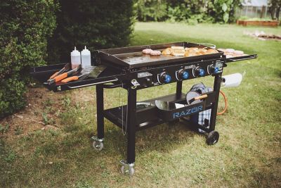 Razor 4 Burner Propane Gas Griddle Grill, 53,000 BTU, Foldable Shelves ...