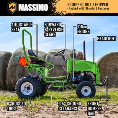 Massimo 125cc Single-Rider Mini Tractor Gas-Powered Go Kart, Red at ...