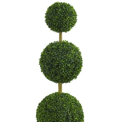 Nearly Natural 6 ft. UV-Resistant Indoor/Outdoor Boxwood Triple Ball ...