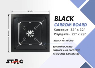 STAG Black Carrom Board Game, 2-4 Players, Ages 12 and Up at Tractor ...