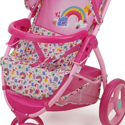 Baby Alive Doll Jogging Stroller - Pink & Rainbow - Fits Dolls Up to 24 ...