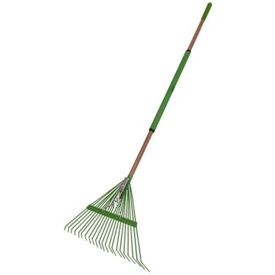 Ames 21.6 in. Plastic 22-Tine Leaf Rake with 54 in. Hardwood/Steel ...