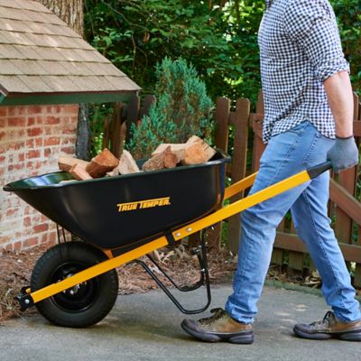 True Temper 6 cu. ft. Barrow in a Box Steel Wheelbarrow with Never Flat ...
