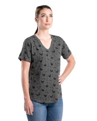 Berne Women's Performance V-Neck Short-Sleeve T-Shirt, L,Chicken at ...