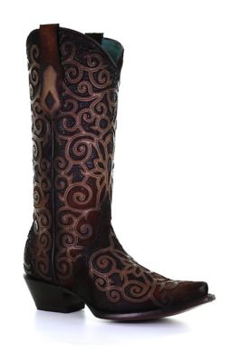 Corral Women's Overlay/Embroidery/Studs Cowhide Western Boot Snip Toe ...