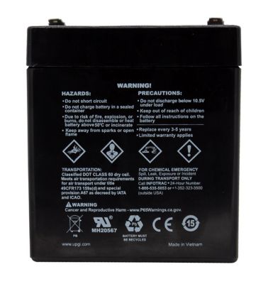 Universal Battery 12V 5Ah Sealed Lead Acid (SLA)/AGM Battery with F2 ...