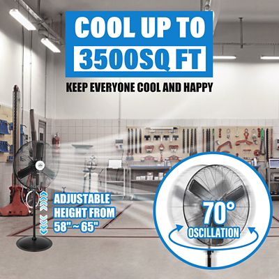 iLIVING 30 in. Pedestal Outdoor Oscillating Fan with Misting Kit, 8,400 ...