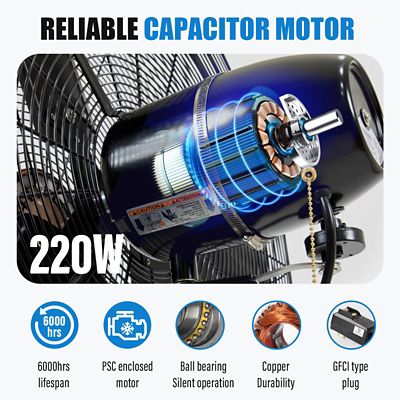 iLIVING 30 in. Pedestal Outdoor Oscillating Fan with Misting Kit, 8,400 ...