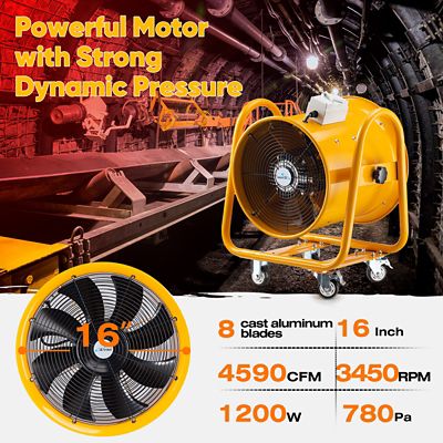 iLIVING 16 in. Indoor Utility Blower Exhaust Warehouse Ventilator Fan ...