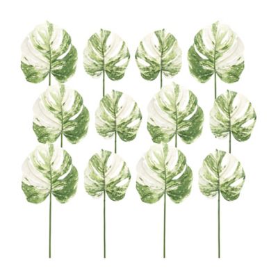 Melrose International Light Varigated Philo Leaf Stem (Set of 12) at ...