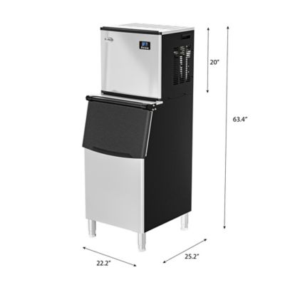 KoolMore 25 in. Stainless-Steel Commercial Ice Maker with Full Cube ...