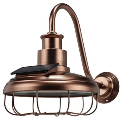 Red Shed 15.7 in. Solar-Powered Soft Glowing Metal Lamp, Copper at ...