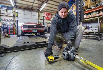 Warn Portable Drill Winch with Steel Rope and Hawse Fairlead at Tractor ...