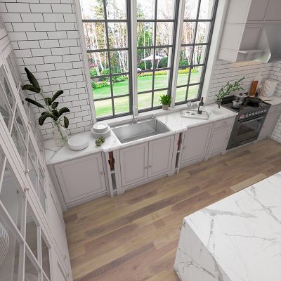 Sinber 33 in. Drop-In Single Bowl 9 in. Deep 18-Gauge 304 Stainless ...