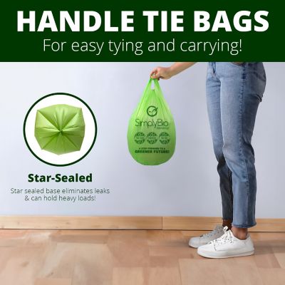Simply Bio Compostable Trash Bags with Handle, Eco-Friendly, Heavy-Duty ...