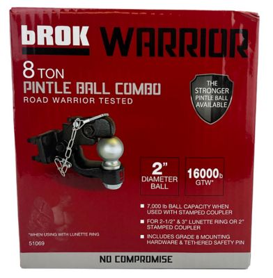 bROK WARRIOR 16,000 lb. Capacity Warrior Bolt-On Pintle and Ball Combo ...