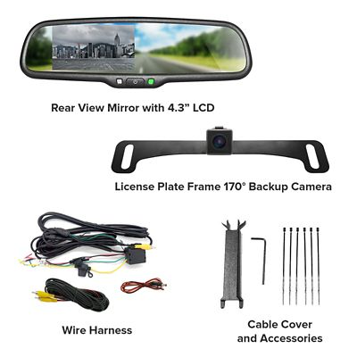 Master Tailgaters 480x272 Full Rear View Mirror with 4.3 in. LCD for ...