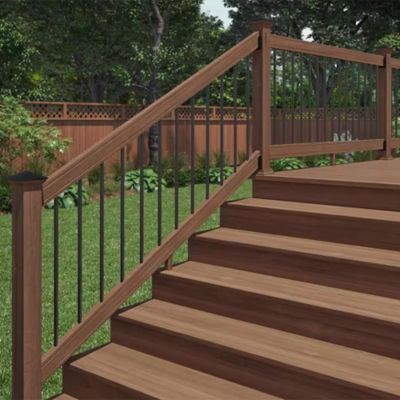 ProWood 6 ft. Walnut-Tone Southern Yellow Pine Stair Rail Kit with ...
