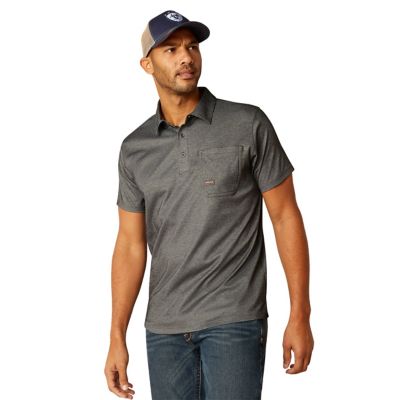 Ariat Men's Rebar Foreman Short -Sleeve Work Polo, M,Charcoal Heather ...