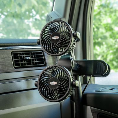 RoadPro 7.1 in. Indoor/Outdoor 12V Truck Dash Fan Dual Personal Cooling ...