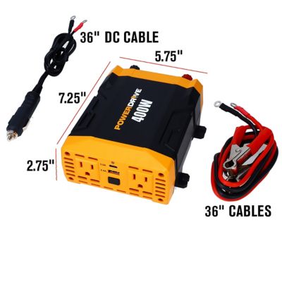 PowerDrive 400 Watt Power Inverter 12V Dc to 110V Ac with 2 Outlets 2 ...