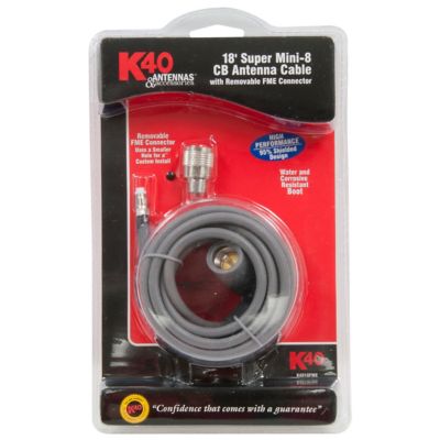 K40 Antennas & Accessories 18 ft. Super Mini-8 CB Antenna Cable with ...