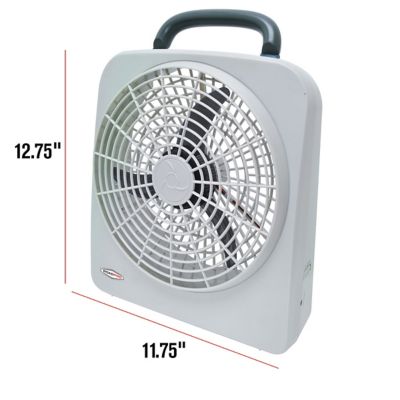 RoadPro 10 in. Indoor/Outdoor Fan 12V or Battery Dual Power Portable ...
