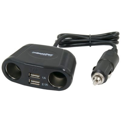 RoadPro 4-Way 12-Volt Adapter with 2 Usb Ports Cigarette Lighter ...