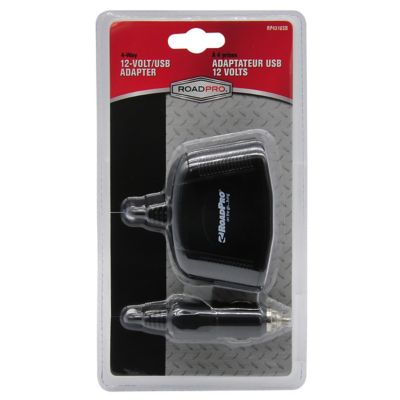 RoadPro 4-Way 12-Volt Adapter with 2 Usb Ports Cigarette Lighter ...