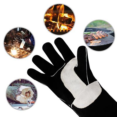 YesWelder Heat and Fire Resistant Leather Forge Mig Welding Gloves, AP ...