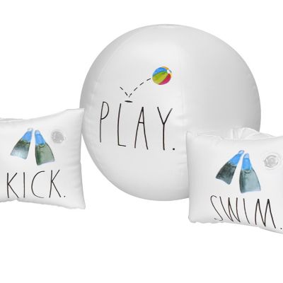 Rae Dunn Swim Kick Play Water Wings & 12 in. Beach Ball -Coconut Float ...