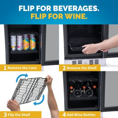 NewAir Stainless Steel Wine & Beverage Refrigerator, Reversible Shelves ...