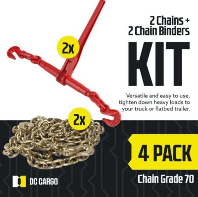 DC Cargo 3/8 in. Grade 70 Transport Chain & Lever Binder Kit, 20 ft., 2 ...