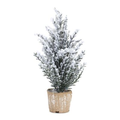 Melrose International Flocked Holiday Pine Tree with Plastic Pot (Set ...