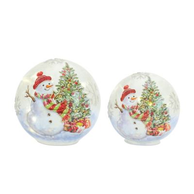 Melrose InternationalLED Lighted House with Snowman, Set of 2 at ...