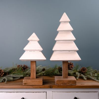 Melrose International Tiered Wood Pine Tree (Set of 3) at Tractor ...