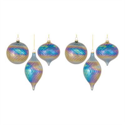 Melrose International Irredescent Glass Swirl Ornament (Set of 6) at ...