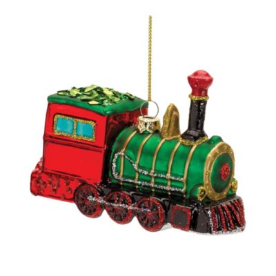 Melrose International Glittered Glass Train Ornament (Set of 6) at ...